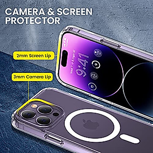 VEGO Case for iPhone 14 Pro Max 5G 2022, Magnetic Case with Built-in Strong Magnets, [Yellow Resistant] Clear Slim Soft TPU Shockproof Case for iPhone 14 Pro Max 6.7" - Clear