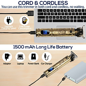 BA-BOLING Hair Clippers for Men Professional, Pro t Outliner Edgers Trimmer for Mens Hair Cutting, Zero Gapped Beard Trimmer Hair Clipper Cordless Electric Led Display for Barbers