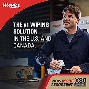WypAll Power Clean X80 Heavy Duty Cloths (41026), Extended Use Cloths Quarter-fold Format, White, 50 Sheets / Pack; 4 Packs / Case; 200 Folded Sheets / Case
