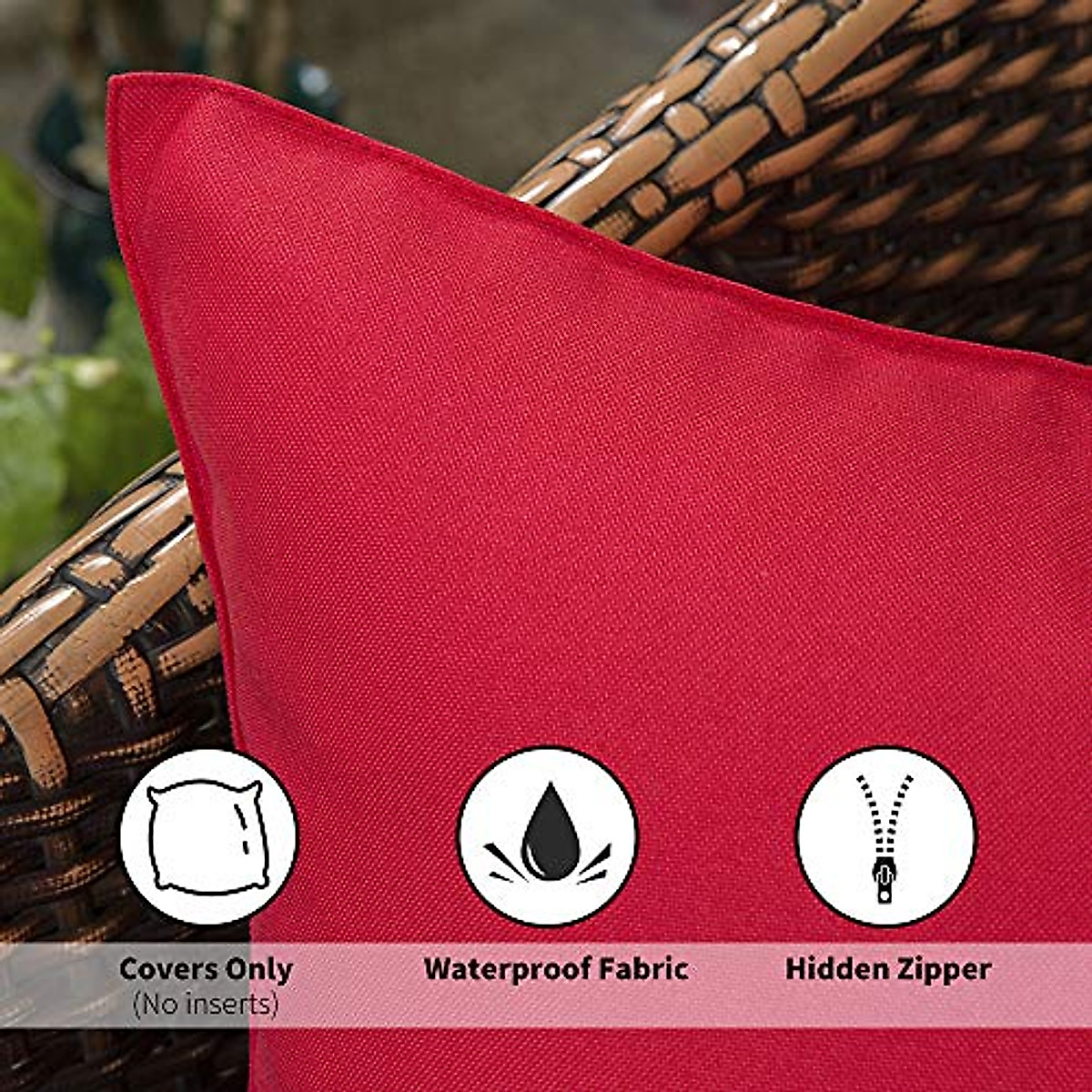 MIULEE Pack of 2 Decorative Outdoor Waterproof Pillow Covers Square Garden Cushion Sham Throw Pillowcase Shell for Patio Tent Couch 20x20 Inch Red