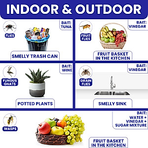 Fly Stick Sticky Fly Traps for Indoors and Outdoor 6pk. Non-Toxic Bait Free. Trap All Flies. Sticky Fly Traps for Indoors Outdoor Fly Catchers for Inside Home Bug Sticky Traps for Bugs Fly Sticky Trap