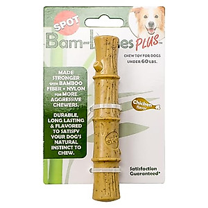 moofin Bam Bones for Dogs Bamboo Dog Toy, Chicken Flavored Dog Chew Toys Bundle SS Pet Training Whistle - Chew Stick for Aggressive Chewers for Dogs Under 60 lbs ~ [Pack of 6]