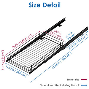 G-TING Pull Out Cabinet Organizer, Heavy Duty Slide Out Pantry Shelves Sliding Drawer Storage for Home, Kitchen, Bathroom, 12.44" W x 16.54" D, Request at Least 13 inch Cabinet Opening(Black)