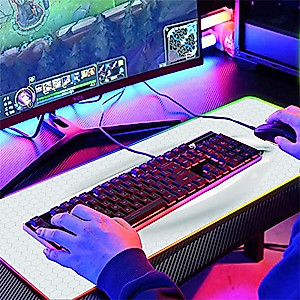 Gaming Mouse Pads Hexagon Shaped White RGB Gaming Mouse Pad Abstract Eyes Large Led Desk Mouse Mat Locking Edge Extended Keyboard Pad with Rubber Base 30X60Cm
