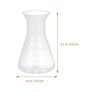 Laboratory Flask, Plastic Erlenmeyer Flask, Clear Scale Plastic Conical Flask 50ml Narrow Neck Without Cap for Lab Home (6pcs)