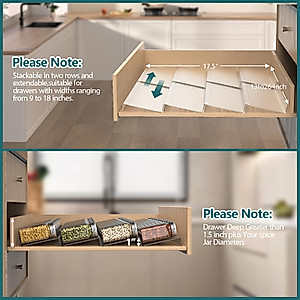 SZWQILIN Spice Drawer Organizer, Spice Rack Drawer for Kitchen,4 Tier Clear Acrylic， Expandable From 13" to 26" Spice Rack Tray for Cabinet/Countertop(4 Pcs Clear)