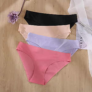 FINETOO 6 Pack Women’s Seamless Hipster Underwear No Show Panties Invisibles Briefs Soft Stretch Bikini Underwears XS-XL(XS)