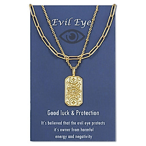 Tarsus Evil Eye Necklace Gold Mal De Ojo Amulet Nazar Third Eye Necklace Protection Jewelry Gifts for Women
