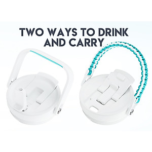 Meoky 40 oz Tumbler with Handle and Straw, Insulated Water Bottle, Stainless Steel Travel Mug, Keeps Cold for 34 Hours, 100% Leak Proof, Fits in Car Cup Holder (Azure)