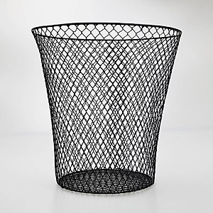 Cabilock Black Mesh Trash Cans Open Top Metal Wire Wastebasket Recycling Garbage Container Lightweight Trash Bin Garbage Can for Home Office Hotel Dorm Room Living Bedroom