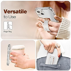 Onpint Phone Grip Finger Strap Holder 3.23 inches, 2-in-1 Cell Phone Slim Finger Loop Holder Kickstand Compatible with iPhone Samsung and Most Smartphones - White