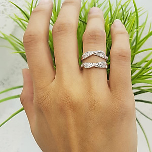 Dazzlingrock Collection Round White Diamond Crisscross Enhancer Guard Anniversary Band for Women (0.40 CT) in 14K White Gold Size 7