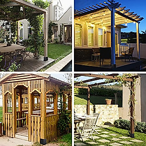 6x6 Post Base 2 Pcs, (Inner Size 5.6x5.6) Post Brackets Kit, Heavy Duty Black Metal Powder-Coated Post Anchor Outdoor Framing Module Fit for Support Deck Base Plate Pergola Brackets Fence Kit……