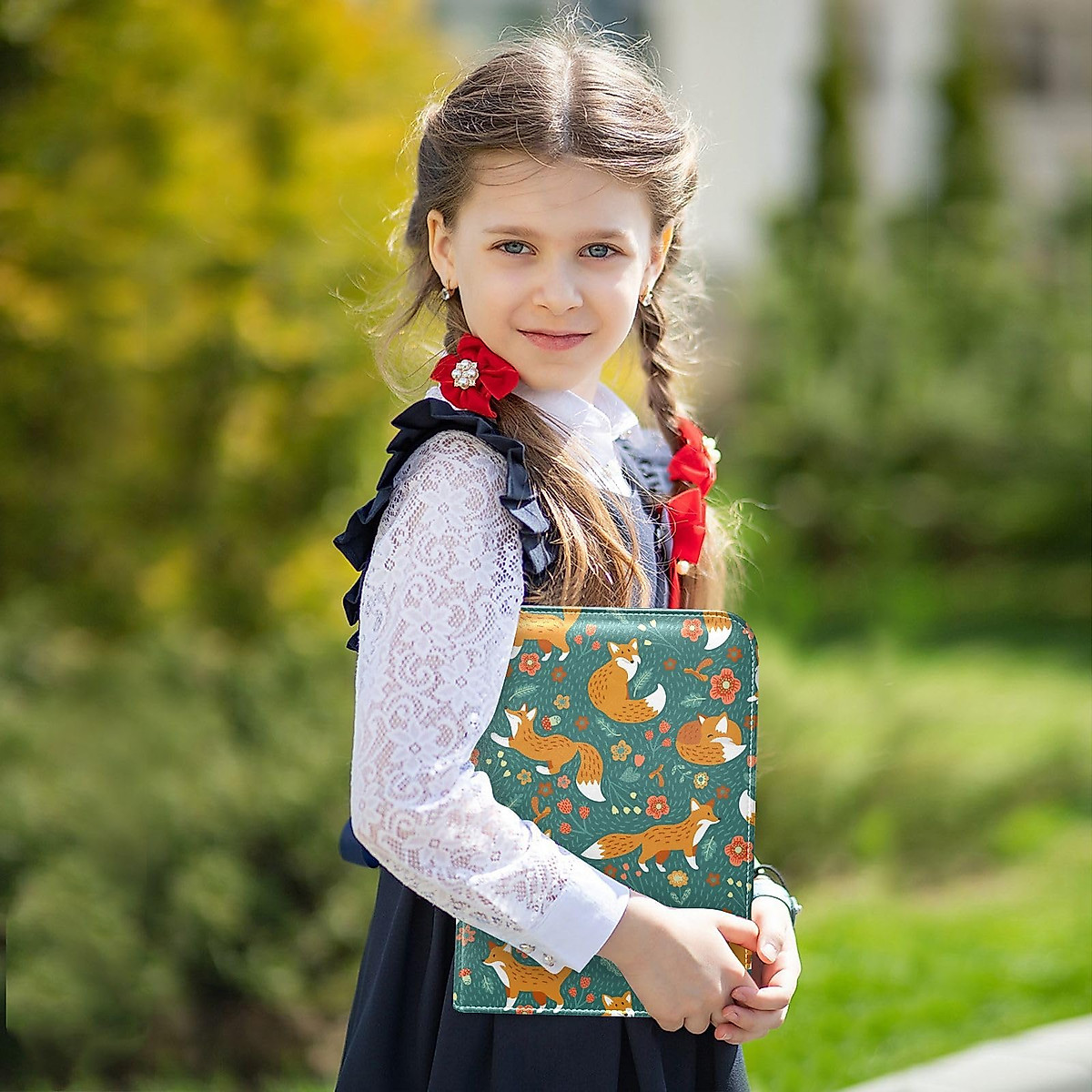 PYBUG Fox Trading Card Binder with Nylon Strap 4-Pocket Waterproof PU Leather Card Collection Binder for 400 Cards Sturdy Card Holder Folders for Game Cards,Sports Cards