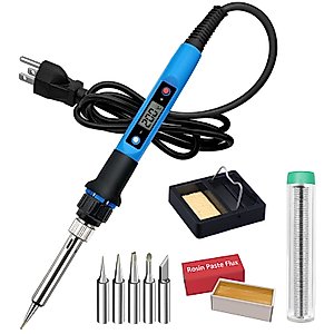 Soldering Iron Kit, 80W 110V Fast Heat up in 10s LCD Digital Adjustable Temperature Soldering Gun Thermostatic Soldering Kit for Electronic