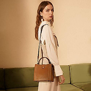 Women Hobo Bucket Purse Crossbody Bags Genuine Leather Handbags for Women with Handle Ladies Shoulder Bags Brown