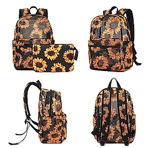 Xunteny Sunflower Mesh Backpack for Girls Women, Semi-Transparent Kids School Backpack College Bookbag Casual Daypacks for Beach Gym Travel (Black)