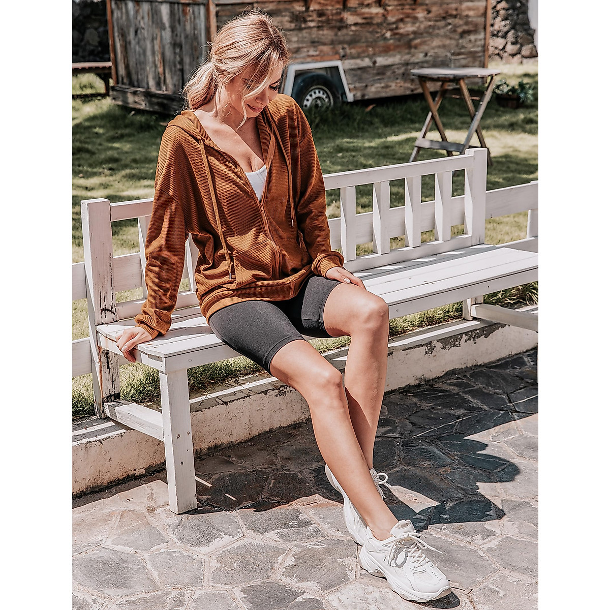 Cowasto Women Full Zip Up Hoodies Long Sleeve Casual Zipper Sweatshirt With Pocket Dark Brown