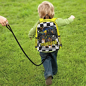 Kids Backpack,Monster Truck Lightweight Preschool Backpack for Toddlers Boys Girls with Chest clip One Size