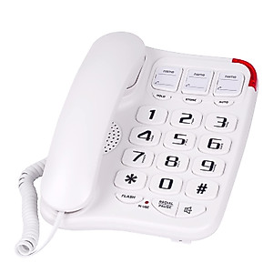 Large Button Phone for Seniors, Loud Ringer, One-Touch Dialing. Amplified Corded Phone with Speakerphone for Elderly Home Landline Phones, No Need to use Batteries.
