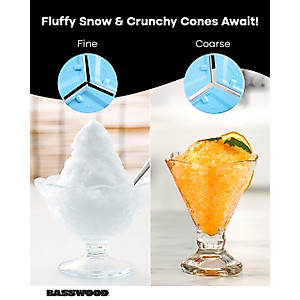 Manual Ice Shaver - Snow Cone Machine with Ice Cube Tray, Stainless Steel Blades, & Large Container - Portable Crushed Ice Machine for Home - Shaved Ice Maker Kit for Kids Snowcones, Slushies & More