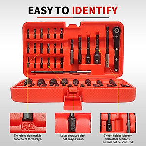AKM TOOL 41Pcs Magnetic Nut Driver Set, 1/4" Quick-Change Hex Shank | SAE & Metric | Cr-V Steel, Magnetic Screwdriver Bit Set W/Drill Bit Extension & Drill Bit Adapter