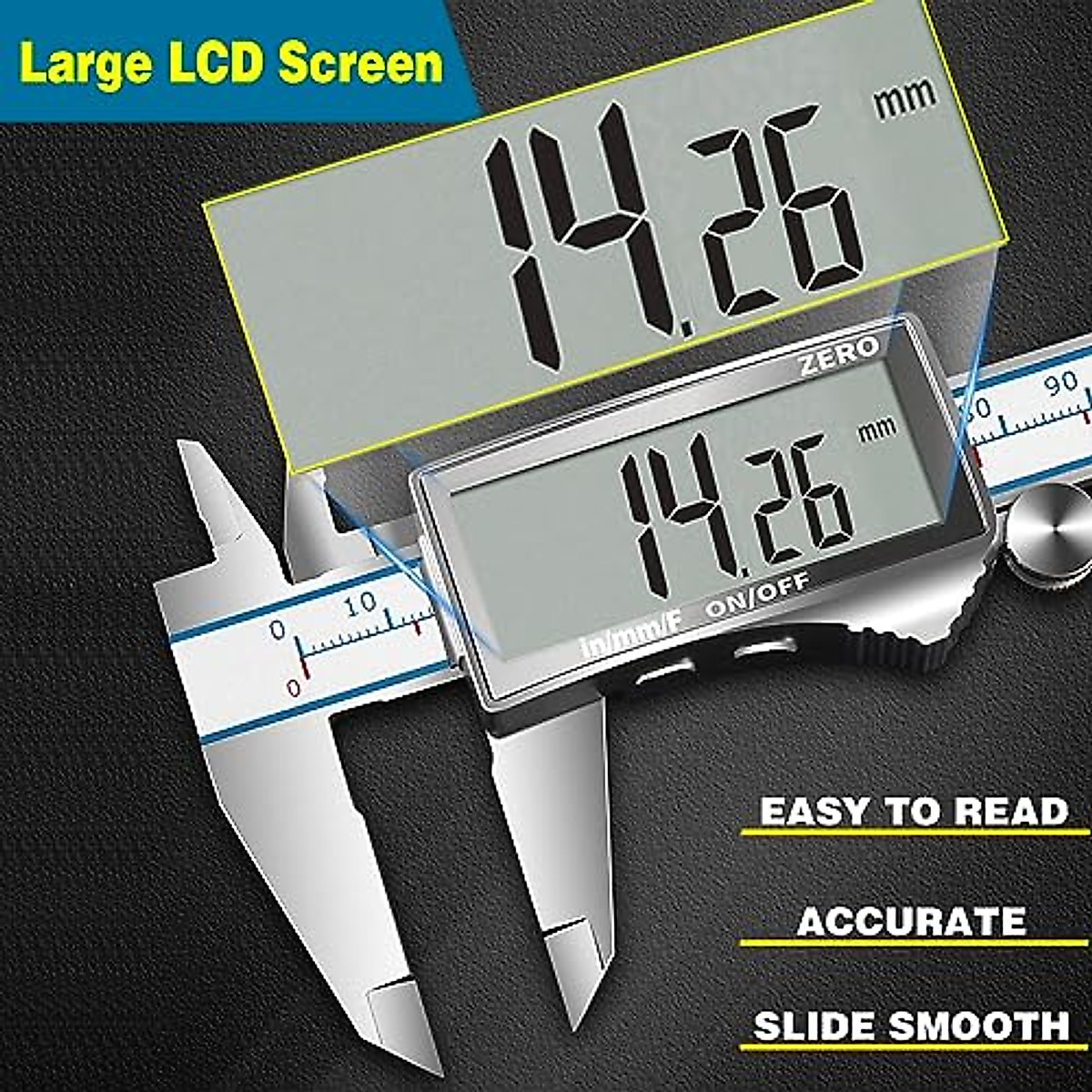 Digital Calipers, DITRON 6" Vernier Caliper- Electronic Micrometer with Large LCD Screen, Stainless Steel, Auto-Off Feature, Inch/Fraction/Millimeter
