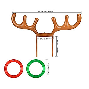 DS. DISTINCTIVE STYLE Inflatable Reindeer Antler Christmas Party Game Hat Antler Ring Toss Game for Xmas Holiday Party Supplies Favors (2 Antlers 12 Rings)