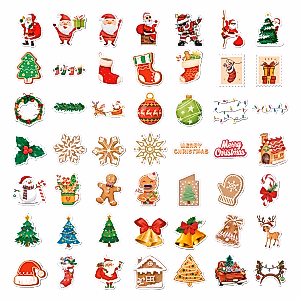 Christmas Stickers 100 PCS, Cute Vinyl Waterproof Cartoon Stickers for Kids, for Stationery, Luggage, Skateboard, Guitar, Laptop, Computer, Teaching Rewards