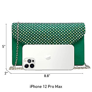 Dasein Women Colorful Rhinestone Evening Clutch Bags Wedding Purses Cocktail Prom Clutches Formal Party Clutches (Green)