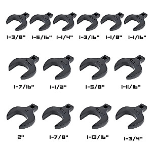 Owl Tools Jumbo Crows Foot Wrench Set 1/2 Drive - (14 Piece Set in Large SAE Sizes from 1 1/16" to 2") Black Oxide with Laser Etched Sizing Crowfoot Wrench Set