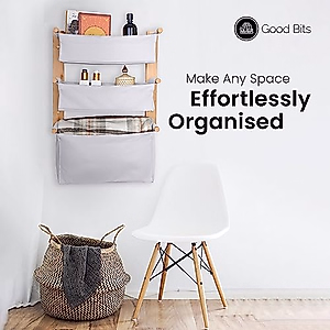 Wall Hanging Basket for Organizing, Hanging Wall Baskets for Storage, Wall Basket for Bathroom, Bedroom, Kid Playroom, Hanging Fruit Basket for Kitchen, Woven Fabric Wall Basket, Knitting Basket /LGray