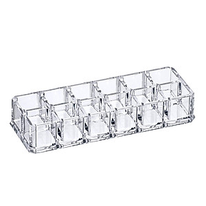 Amazing Abby - Charm - 12-Slot Acrylic Lipstick Organizer, Lipstick Holder, Lip Gloss Organizer, Cosmetic Storage Display, Perfect Storage Solution for Drawer, Vanity, Bathroom, and More