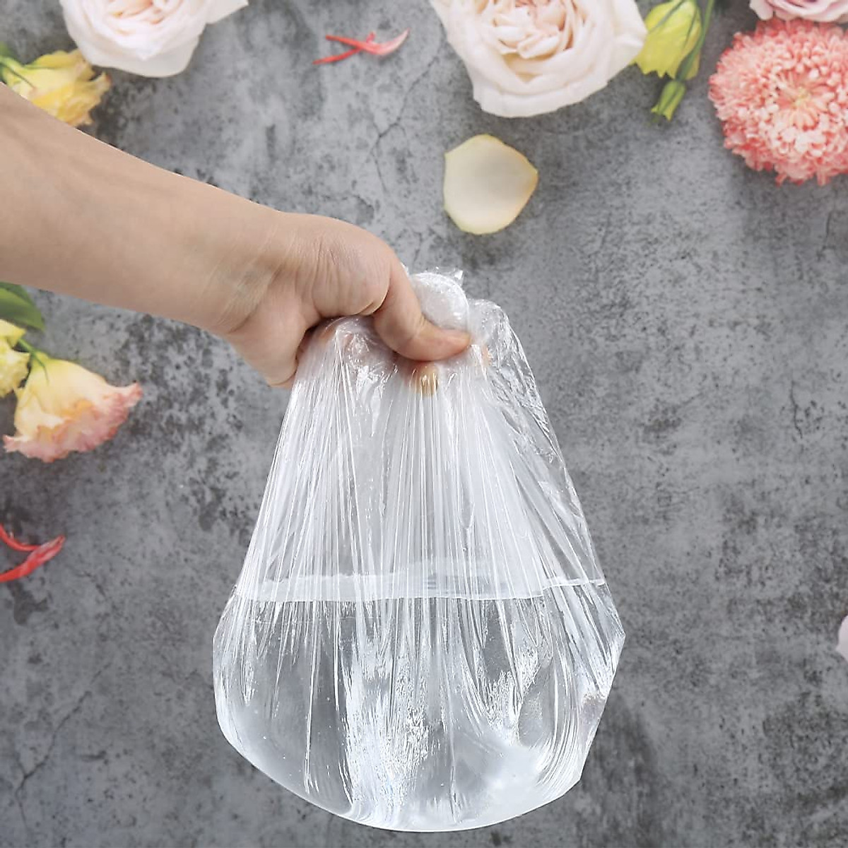 Greatremy 50PCS Thick Elastic Disposable Shower Cap, Large Plastic Waterproof Bath Caps, for Women, Kids men, Hair Cap for Hair Treatment Salon, Travel,Home Kitchen, Hospital, Hotel (Clear)