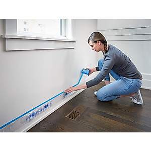 ScotchBlue Pre-Taped Painter's Plastic with Dispenser, Prepares and Protects in One Easy Step, Multi-Surface Painter's Tape and Plastic for Indoor Use, 24 Inches x 30 Yards, 1 Roll