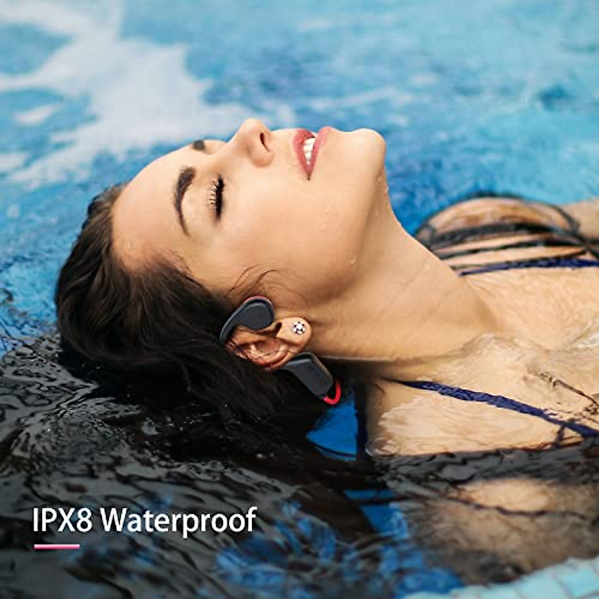 FOLEY Bone Conduction Headphones, IPX8 Waterproof Underwater Headphones for Swimming Wireless Bluetooth 5.3 Build-in 32GB Memory and Microphone MP3 Player Open Ear Headsets for Diving/Cycling/Running