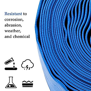 3.0" ID x 32.8' L Swimming Pool Backwash Hose, Weather Resistant Heavy Duty PVC Lay-Flat Water Discharge Hose, General Purpose Reinforced Pool Drain Hose, Great for Pool, Garden, etc