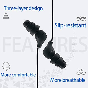 EKIND Triple Flange Replacement Ear Tips, S/M/L Size Triple 3 Flange Noise Isolate Silicone Cushion Ear Bud Tips (Inner Hole 4mm), Fit for Most in Ear Earphone (Black, 6 Pairs)