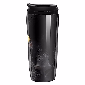 Black Cat Yellow Eyes Travel Coffee Mug Reusable Coffee Cup Tumbler with Lid for Outdoor 350ml