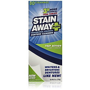 Stain Away Plus Denture Cleanser, 8.1-Ounce (Pack of 3) (Bonus pack 90 for the price of 80)