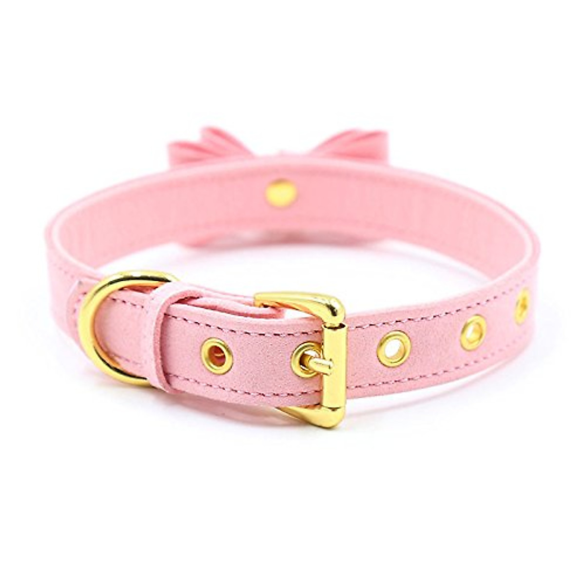 LEWECEEO PU Leather Bow Collar Necklace Choker with Bell Cat Cosplay Kitty Necklace Choker Collar for Women