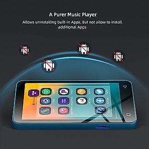 MP3 Player with Bluetooth and WiFi,MP3 Player with Spotify,Spotify Kids,Audible,Pandora,Amazon Music,4" Music Player MP4 Up to 1TB(80GB,Blue_White)