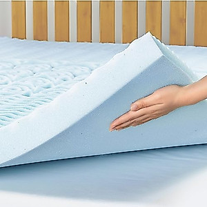 Mellow 3 Inch 5-Zone Memory Foam Mattress Topper, Cooling Gel Infusion, Queen, Blue