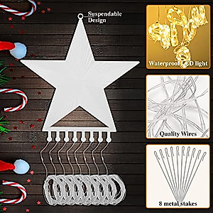 Ghope 298 LED 11.5ft Christmas Decorations Waterfall Lights，8 Modes Timer IP44 Waterproof Christmas Light，Tree Lights with Star Topper，Hanging Fairy Twinkle Lights for Holiday, Party, Wedding