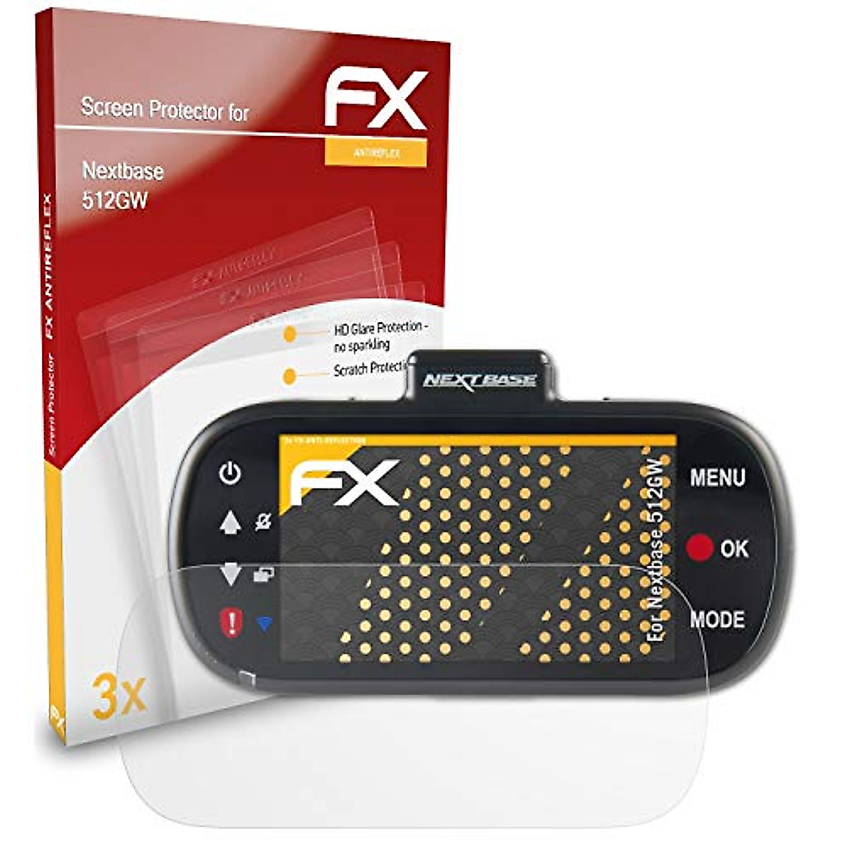 atFoliX Screen Protector compatible with Nextbase 512GW Screen Protection Film, anti-reflective and shock-absorbing FX Protector Film (3X)