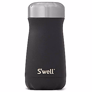 S'well Stainless Steel Traveler-12 Fl Oz-Onyx-Triple-Layered Vacuum-Insulated Containers Keeps Drinks Cold for 21 Hours and Hot for 9-with No Condensation-BPA Free Water Bottle, 1 Count (Pack of 1)