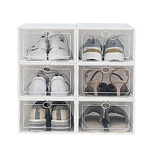 RBtoday Shoe Storage Boxes 24 Pack Clear Plastic Stackable -White - Practical Shoes Racks Organizers Shoe Storage Organizer Cabinet