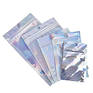Mylar Bags, Sample Bags, 50Pcs Reusable Ziplock Bags, Sealable Heat Seal Bags, Aluminum Foil Packets for Bulk Food Storage Lock Plastic Bag Reclosable Pouch Zipper Lock Packaging Silver Mylar Bags