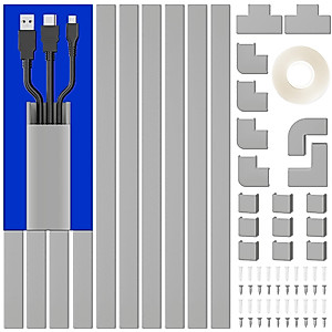 Cord Hider, 157in Delamu Wire Covers for Cords Cable Management, TV Cable Hider Wall Kit, Cable Raceway Cover Wire Hider Management, Cord Hider Wall Mounted TV, 10XL15.7 W0.95 H0.55in Grey