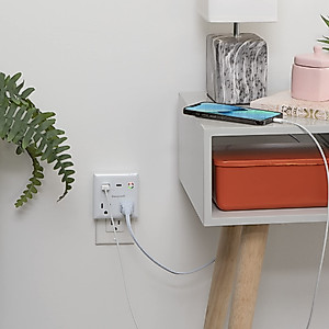 Honeywell USB Wall Plate Surge Protector with Two AC Outlets, USB-A and USB-C Charging Ports, Surge Protection, 800 Joules, 3.1 AMP Charging Output Power